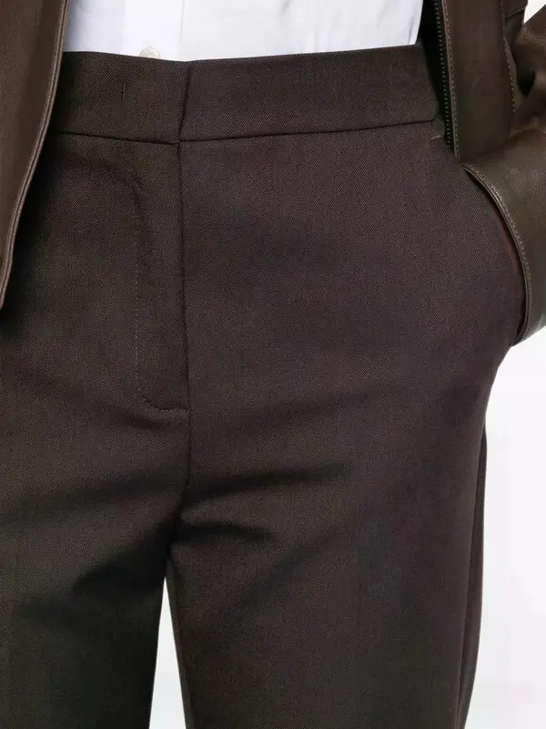 I BLUES Cropped Diagonal-weave Trousers