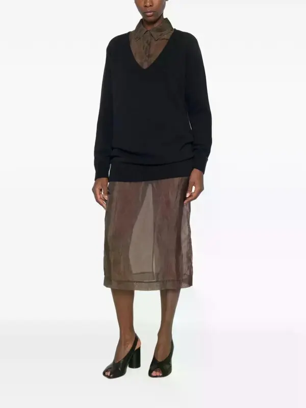 MAISON MARGIELA V-neck Raglan-sleeve Fine Knit Sweater