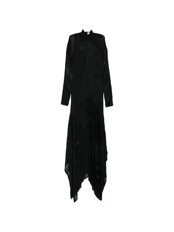 Zimmermann Asymmetric Pointelle-knit Handkerchief-hem Maxi Dress - Black