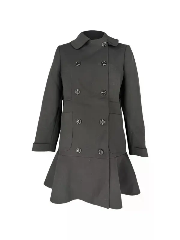 Miu Miu Double-breasted Ruffle Coat - Black