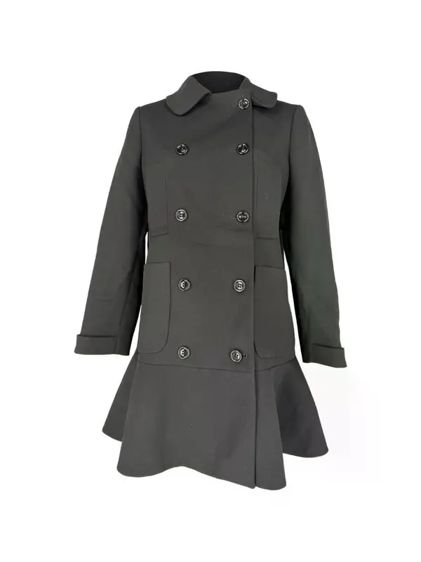 Miu Miu Double-breasted Ruffle Coat - Black