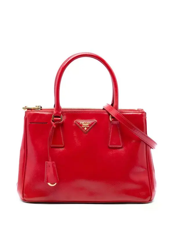 Prada 2010-2026 Small Saffiano Vernice Galleria Double Zip Satchel