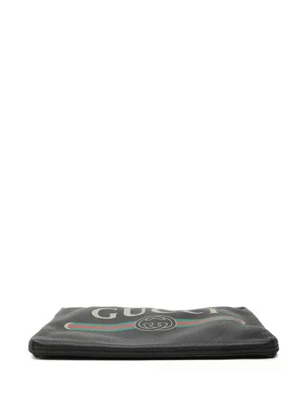 Gucci 2000-2015 Medium Calfskin Logo Portfolio Clutch Bag