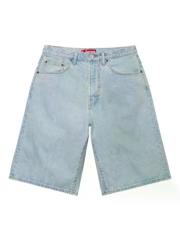 Supreme Embroidered Logo Denim Shorts - Blue