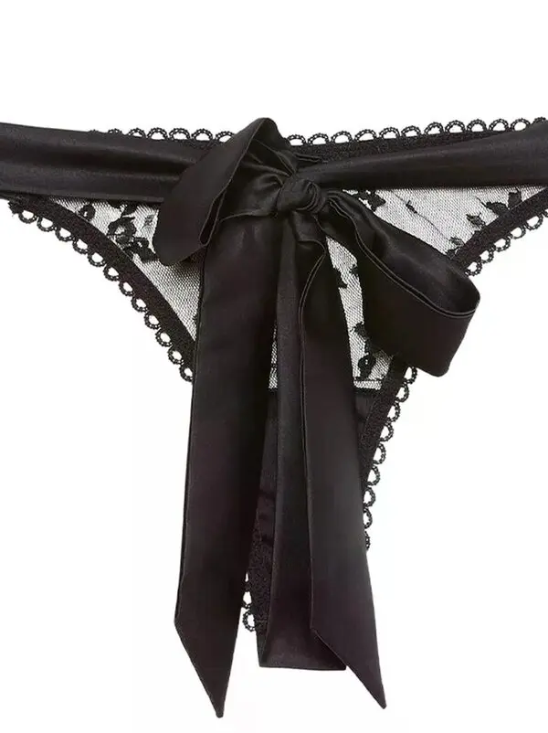 FLEUR DU MAL Untie Me Bow-detail Thong - Black