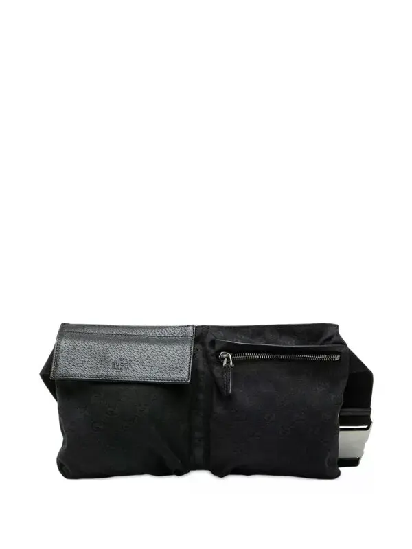 Gucci Gg Canvas Double Pocket Belt Bag - Black