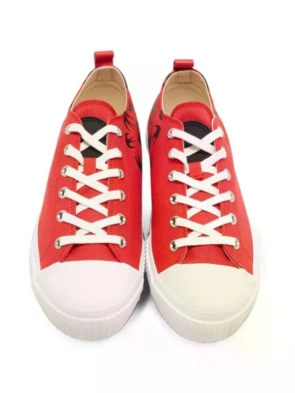 Alexander McQueen Swallow Printed Lace-up Sneakers