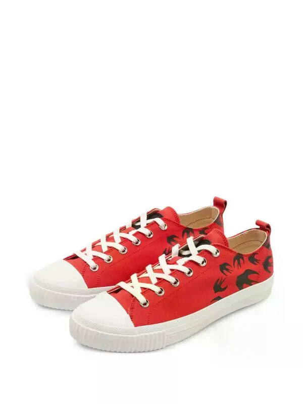 Alexander McQueen Swallow Printed Lace-up Sneakers - Red