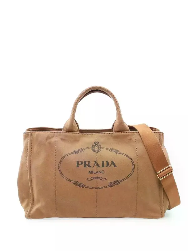 Prada 2000s Canapa Two-way Tote Bag - Brown