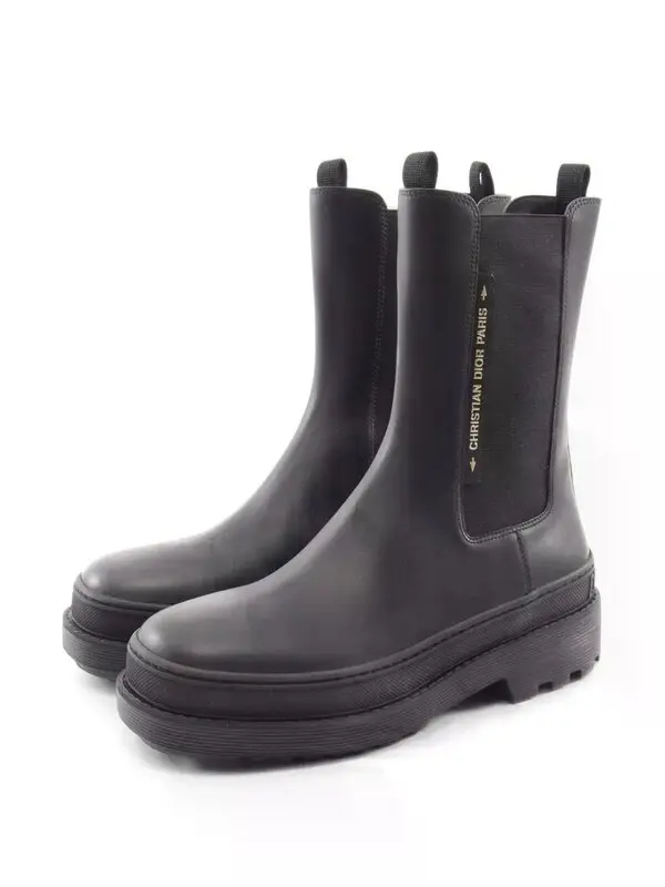 Dior Leather Round Toe Elasticated Side-gore Chelsea Boots