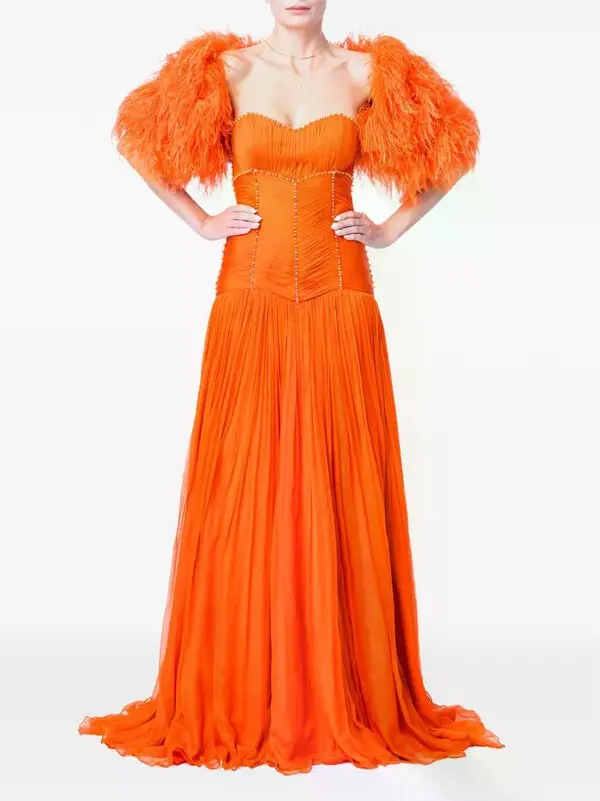 M.MARQUISE Aubrey Feather-trim Cape