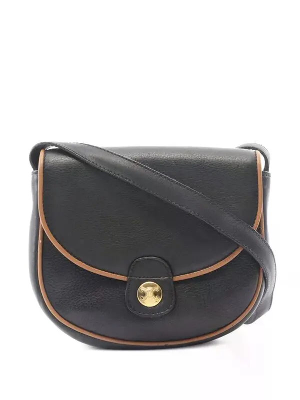 Celine Triomphe Logo Shoulder Bag - Black