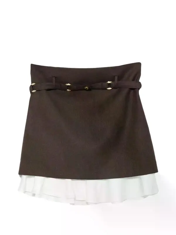 Sandro Allison Ruffle-trim Belted Wool Skirt