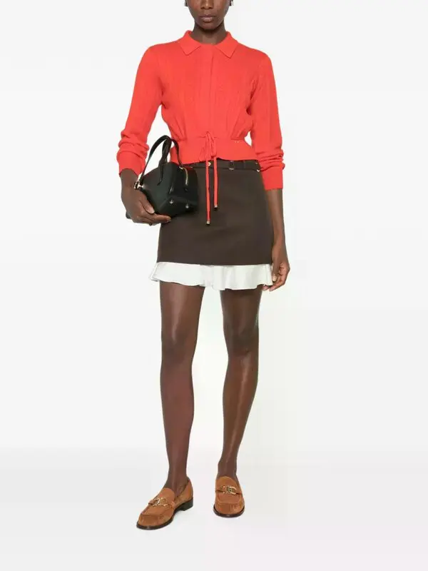 Sandro Allison Ruffle-trim Belted Wool Skirt