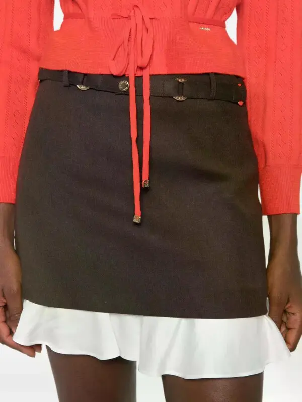 Sandro Allison Ruffle-trim Belted Wool Skirt