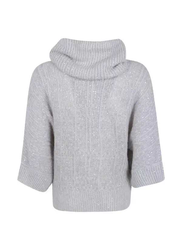 D.exterior Sequin-embellished Cowl-neck Sweater