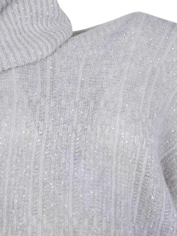 D.exterior Sequin-embellished Cowl-neck Sweater