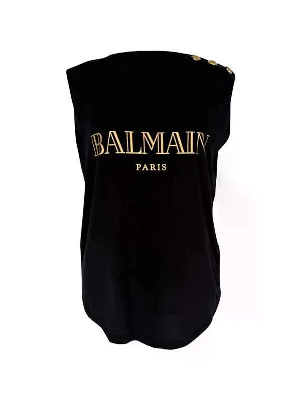 Balmain Sleeveless Logo Print Top