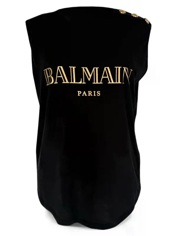 Balmain Sleeveless Logo Print Top