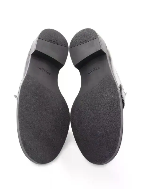 Prada Leather Enamel Triangle-logo Loafers