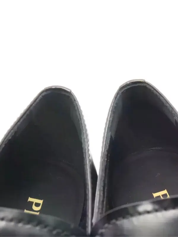 Prada Leather Enamel Triangle-logo Loafers