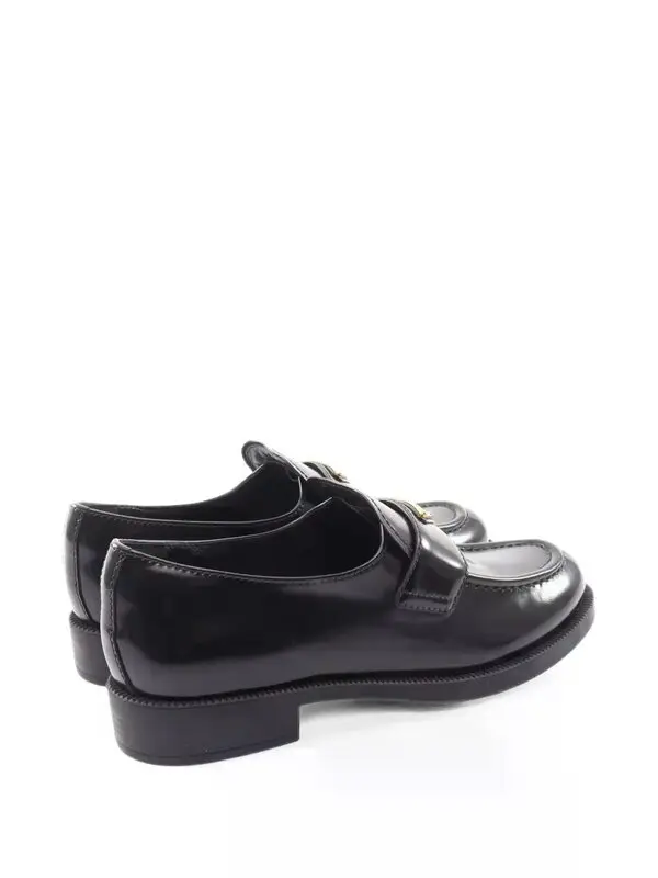 Prada Leather Enamel Triangle-logo Loafers