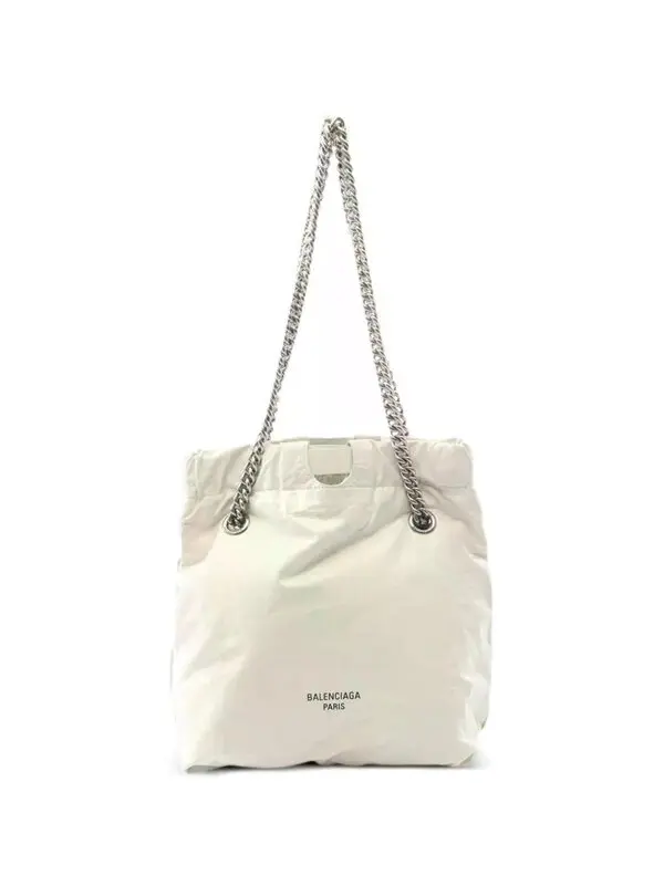 Balenciaga 2010s Crush Small Chain Tote Bag - White