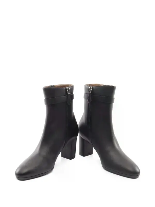 Hermès Leather Kelly Buckle Heeled Ankle Boots - Black