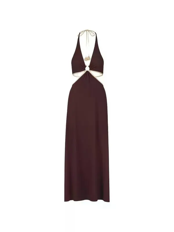 Johanna Ortiz Burgundy Cut-out Maxi Dress - Brown