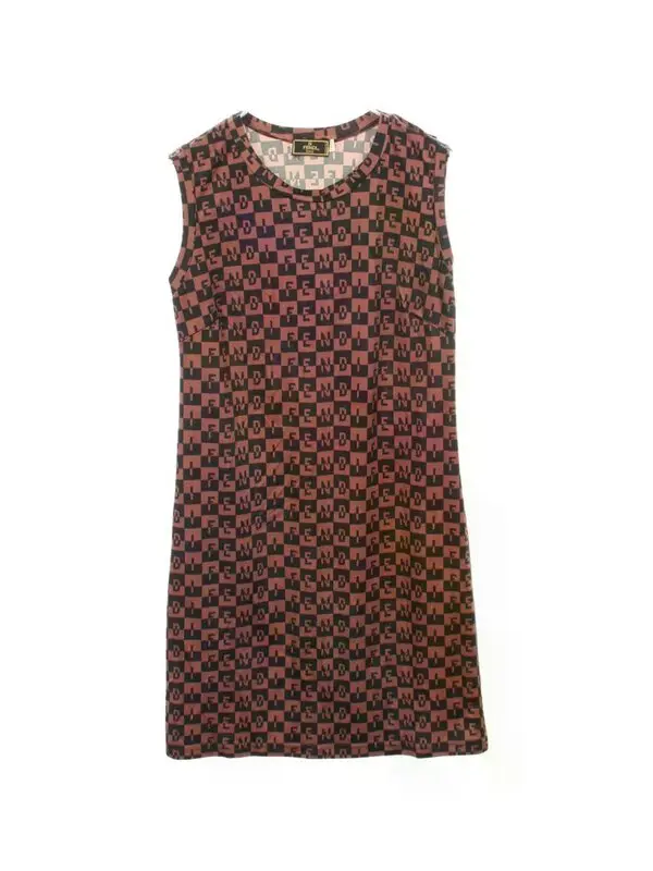 Fendi 2000s Logo Print Sleeveless Mini Dress