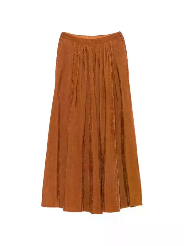 FORTE_FORTE Pleated Corduroy Midi Skirt - Brown
