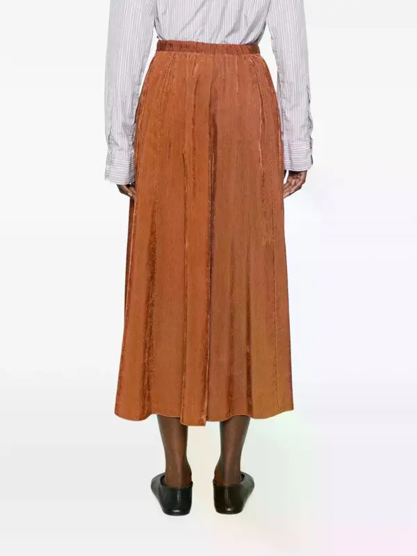 FORTE_FORTE Pleated Corduroy Midi Skirt - Brown