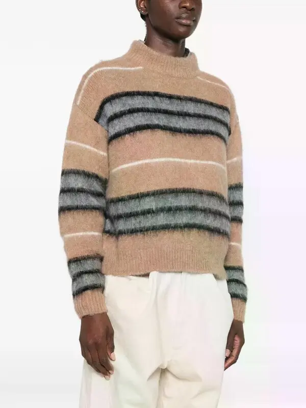 I BLUES Striped High-neck Sweater