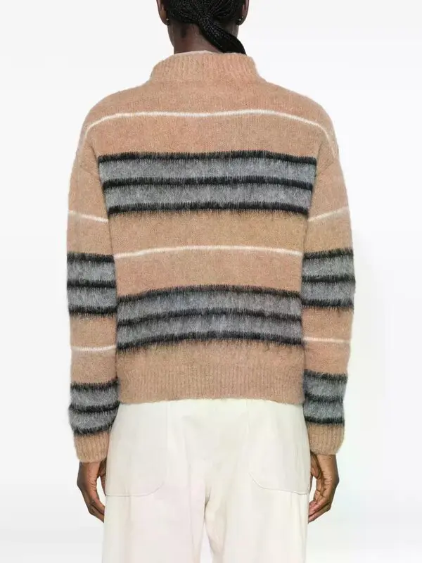 I BLUES Striped High-neck Sweater