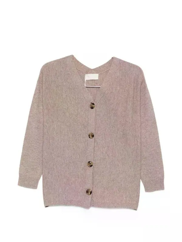 I BLUES Taupe Marl Effect Button-up Cardigan