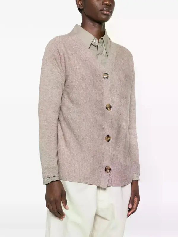I BLUES Taupe Marl Effect Button-up Cardigan