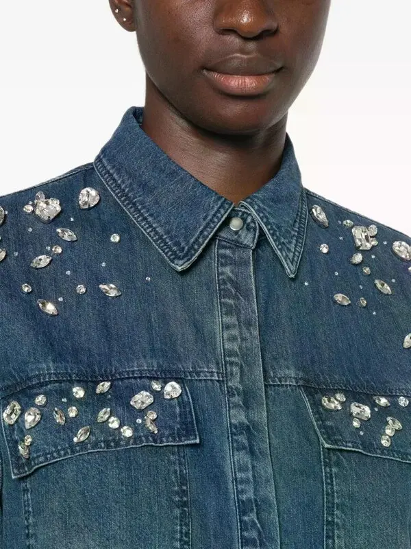 I BLUES Crystal-embellished Denim Shirt