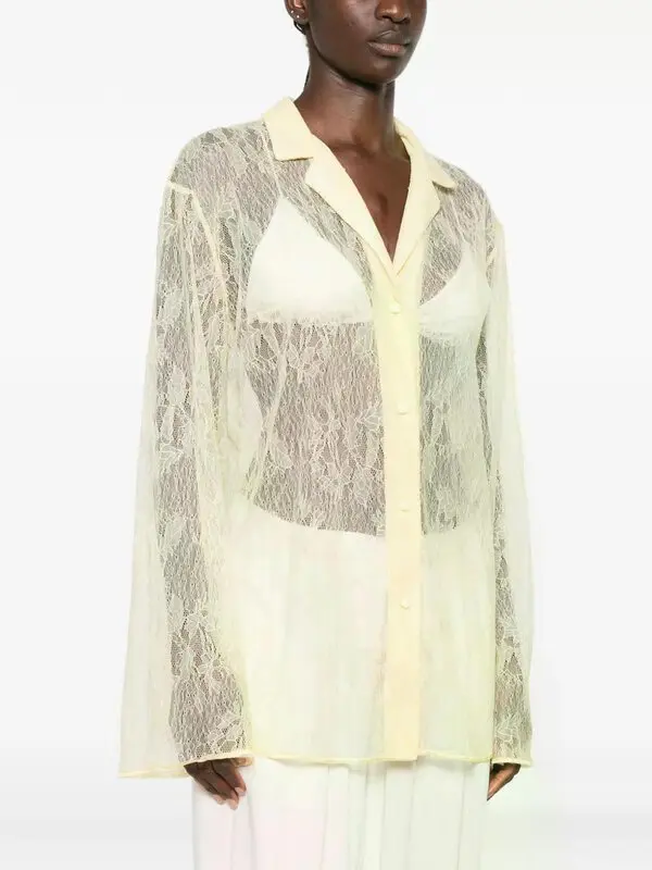Oseree Lace-knit Button-up Shirt