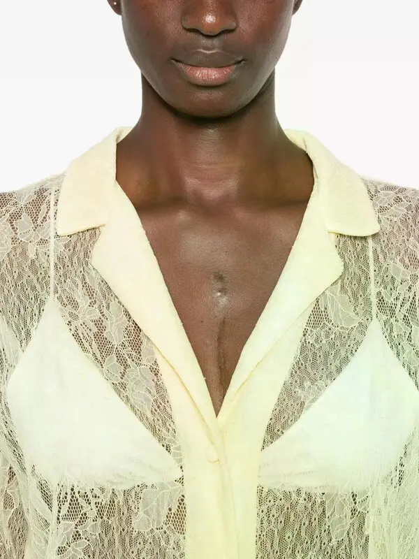 Oseree Lace-knit Button-up Shirt