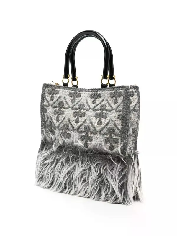 LA MILANESA Crochet-knit Faux-fur Tote Bag