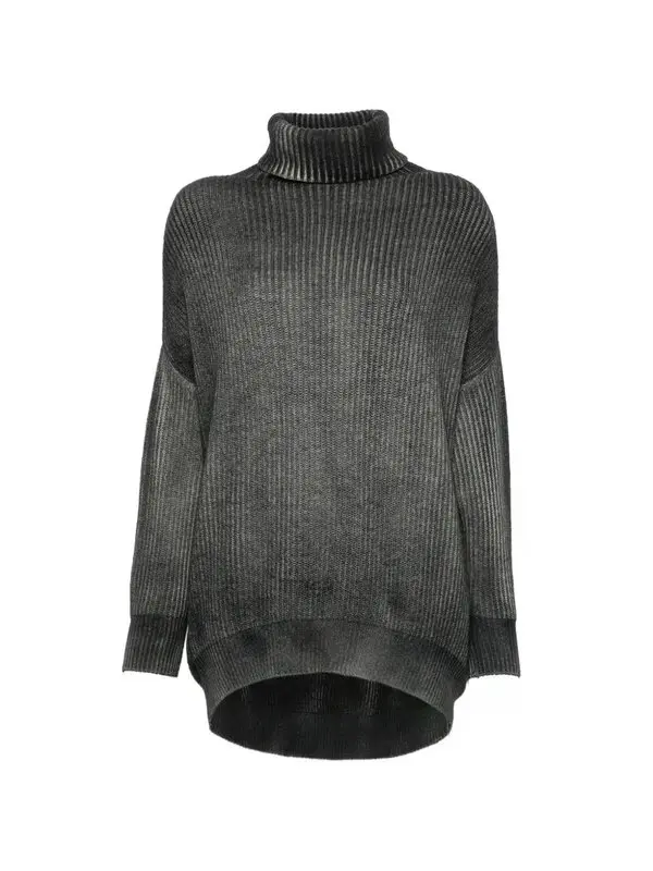 Avant Toi Ribbed Roll-neck Sweater - Grey
