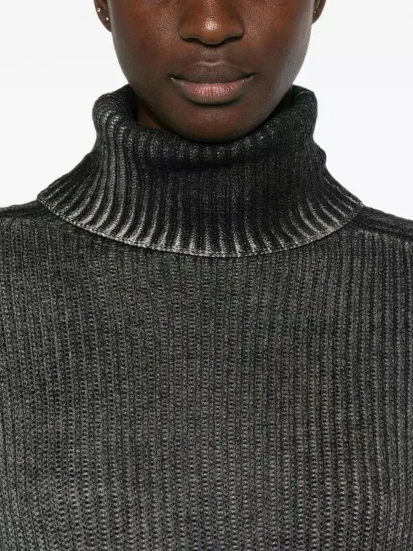 Avant Toi Ribbed Roll-neck Sweater - Grey