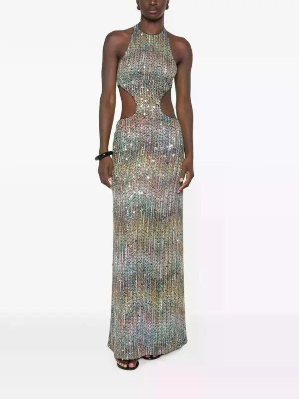 Missoni Sequin-embellished Cut-out Maxi Dress - Grey