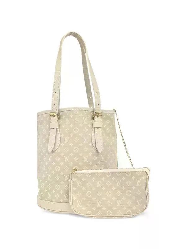 LOUIS VUITTON Monogram Mini Lin Bucket Bag - White
