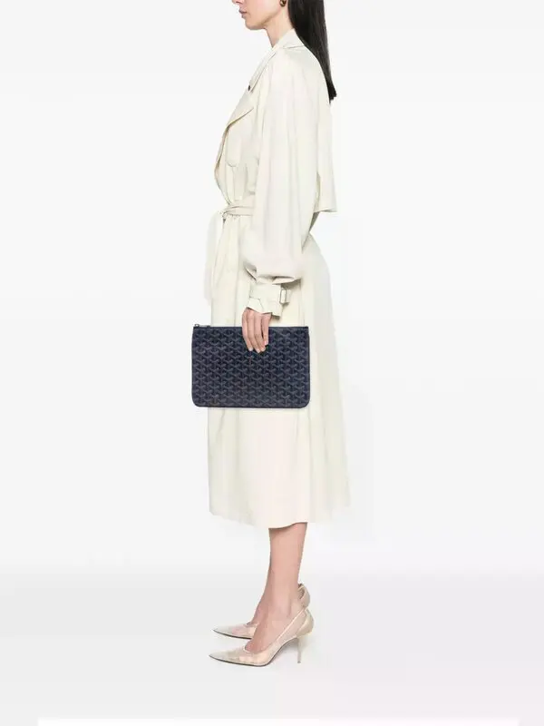 Goyard Coated Canvas Senat Mm Clutch Bag - Blue