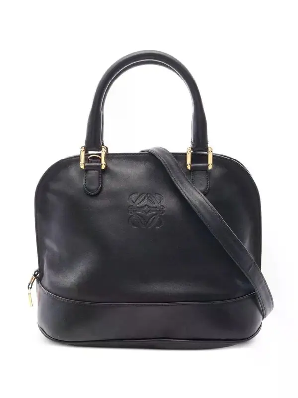 Loewe 2010s Anagram Leather Tote Bag - Black