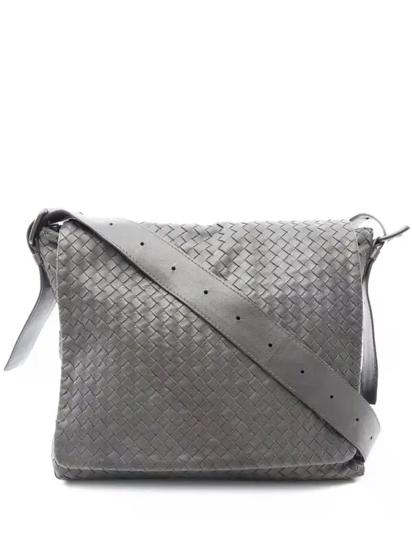 Bottega Veneta 2000s Intrecciato Messenger Bag - Grey