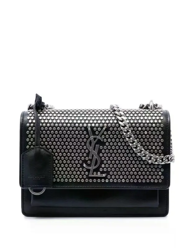 Saint Laurent Studded Calfskin Monogram Sunset Crossbody Bag