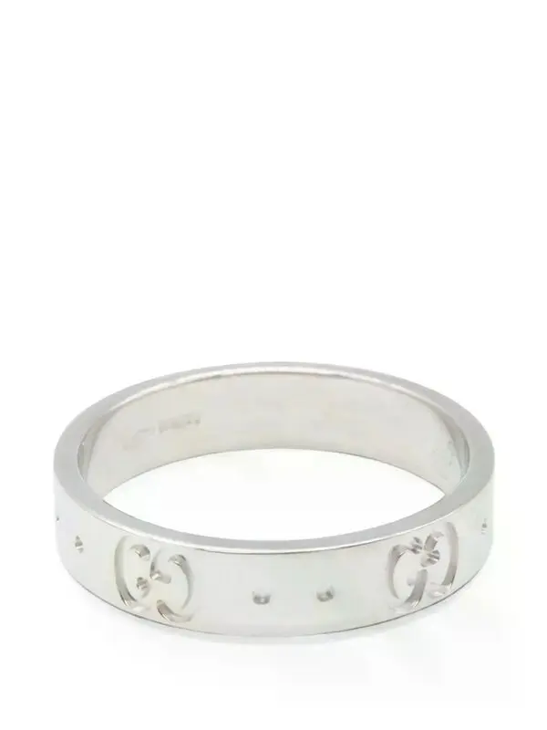 Gucci 18k White Gold Icon Motif Band Ring