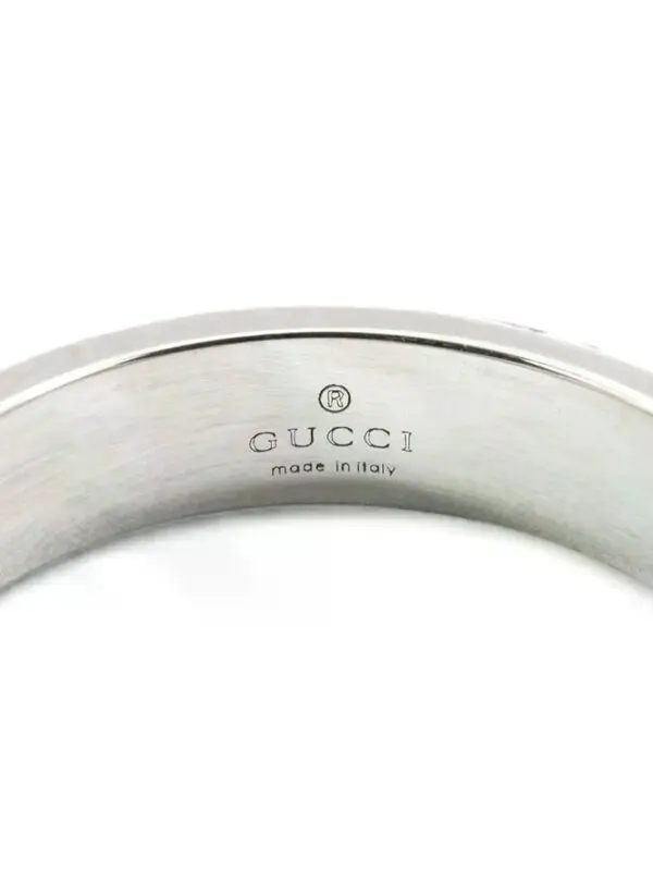 Gucci 18k White Gold Icon Motif Band Ring